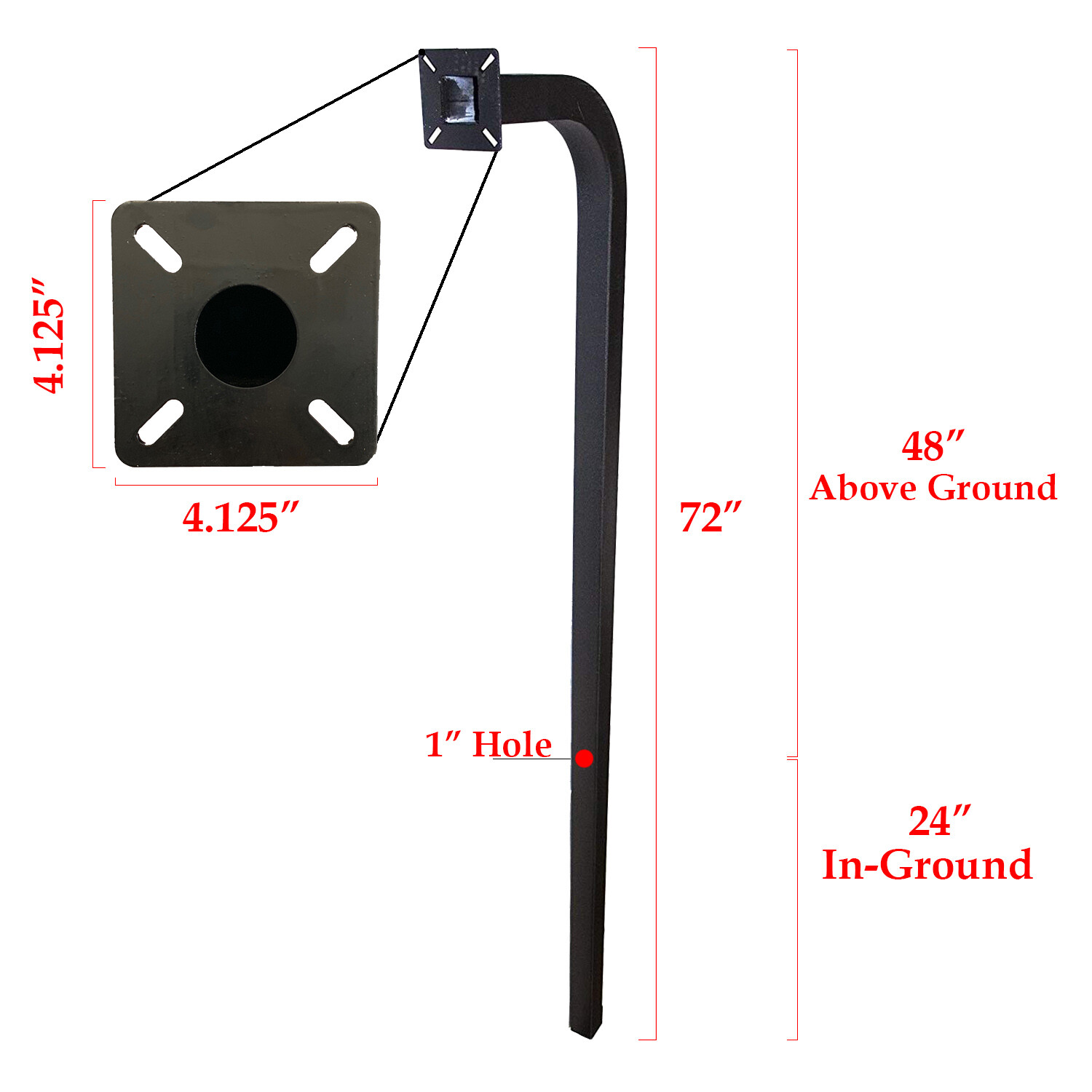 Tall Keypad Gooseneck 72" Height Universal In-Ground Mounting Post Gate ...