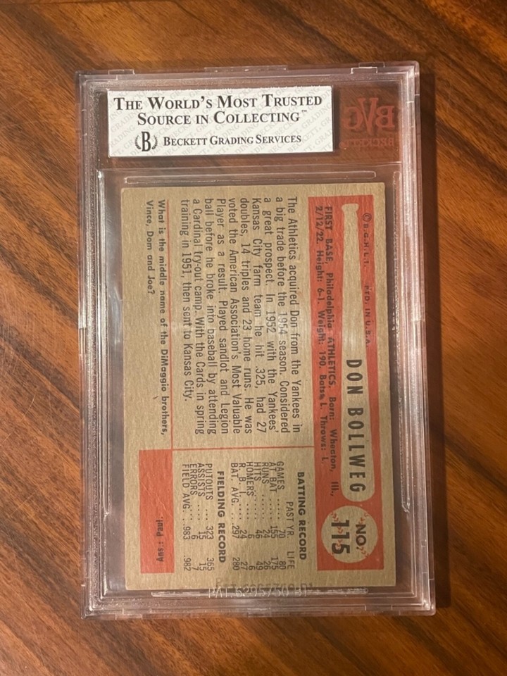 1954 Bowman #115 Don Bollweg BVG 4 Baseball Card | eBay