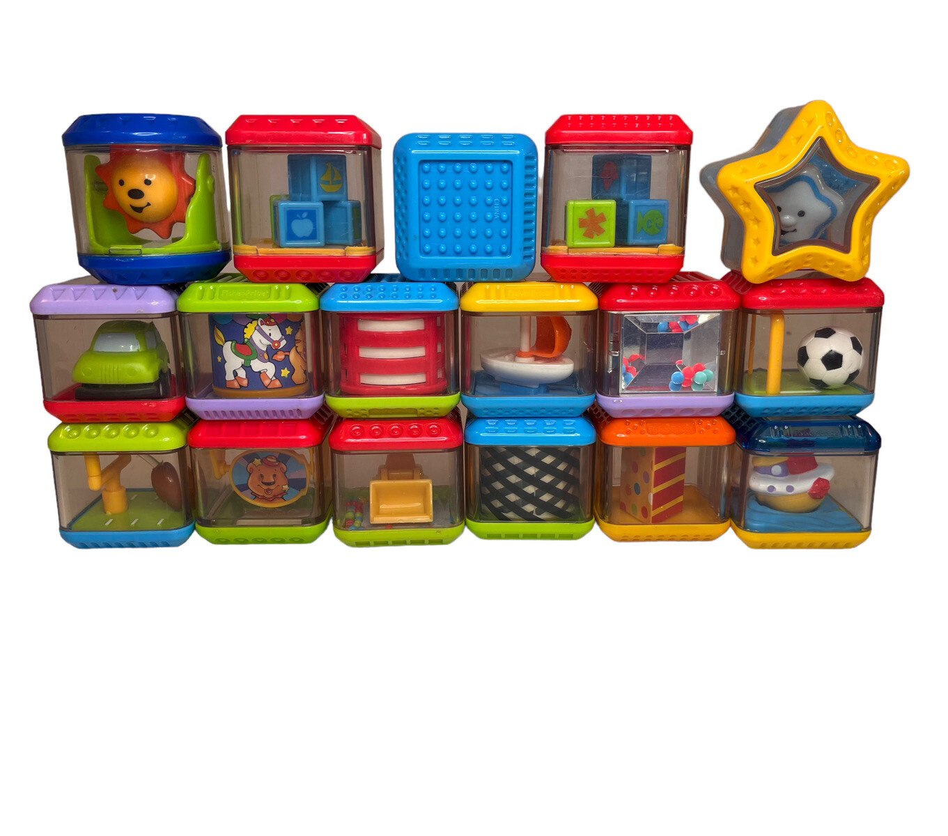 Fisher Price Peek a Boo Block 17pc Lot Educational Sensory Visual Baby ...