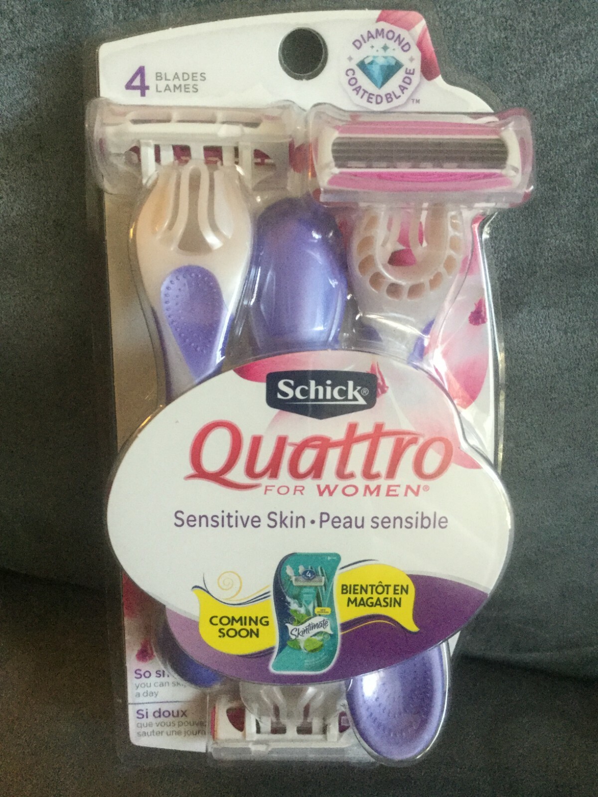 SCHICK QUATTRO 3 PK WOMEN'S SENSITIVE SKIN DISPOSABLE RAZORS (PURPLE ...
