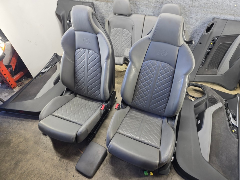 LEATHER SEAT SEATS SET FRONT/REAR W/DOOR PANELS GRAY 66K 18-23 AUDI A5 ...