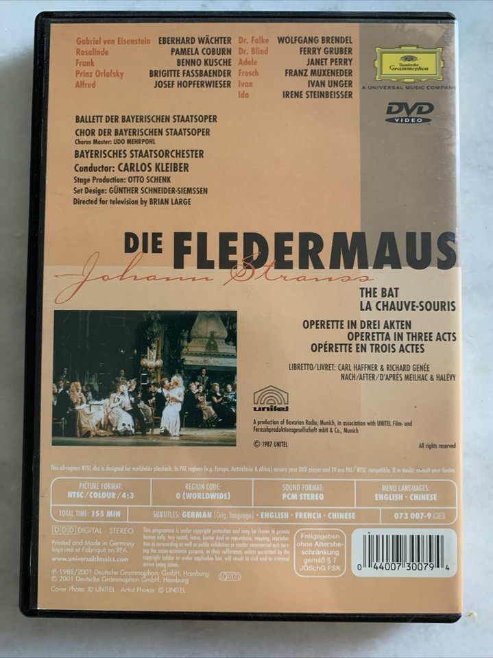 Die Fledermaus (DVD, 1986) Johann Strauss, Comic Opera, Pamela Coburn ...