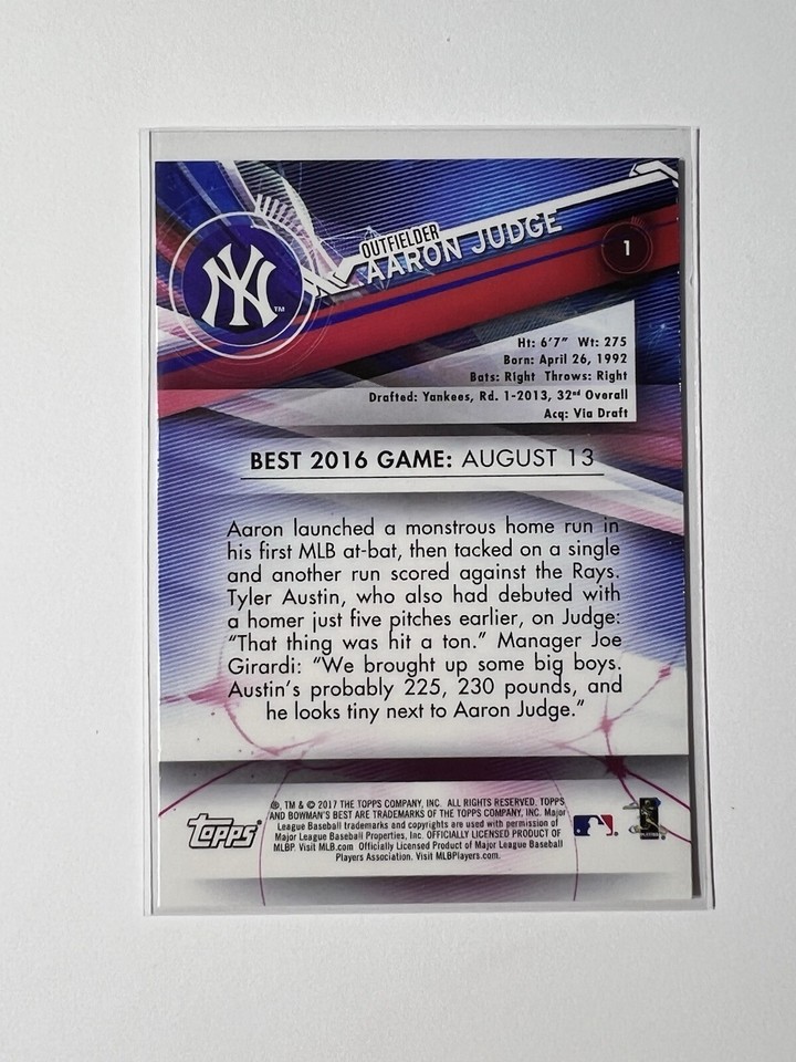 2017 Bowmans Best Aaron Judge #1 RC New York Yankees Rookie Card | eBay