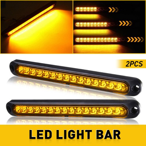 2 LED Strip Truck Trailer Tail Brake Light Bar Amber Sequential Turn ...