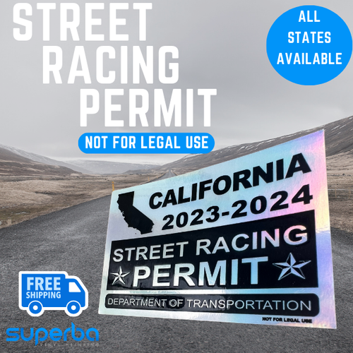 Street Racing Permit | Racing Decal | Holographic | Vinyl Decal | Any ...