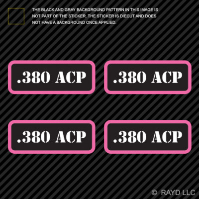 (4X) Pink .380 ACP Ammo Can Labels for Ammo Case Sticker Decal 380 2A ...