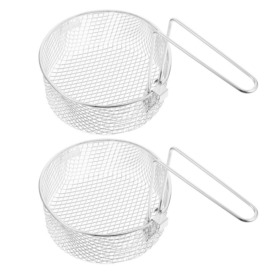 2 Pcs Stainless Steel Filter Basket Wire Mesh Cooking Food Serving ...