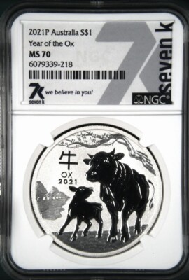 7k Metals Year of the Ox 2021 P Australia $1 - 1 oz Silver Coin NGC MS ...