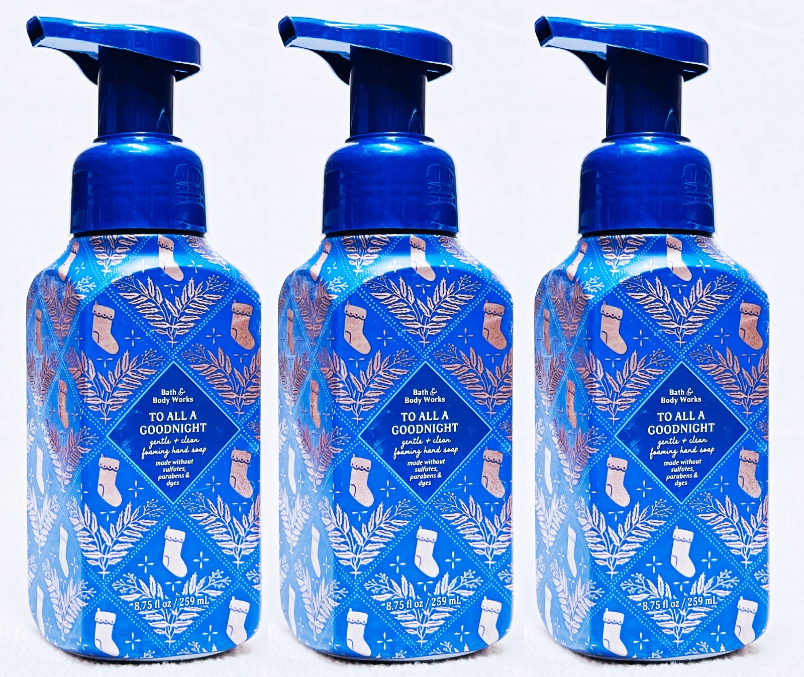 3 Bath & Body Works TO ALL A GOODNIGHT Gentle Foaming Hand Soap 8.75 oz ...