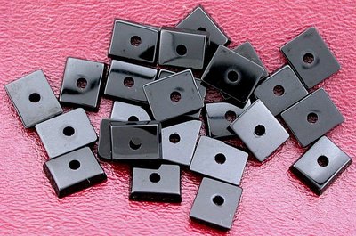 4 - 10x8 Black Onyx Flat Buff Top Rectangle 2mm Hole Cabochon Ring ...