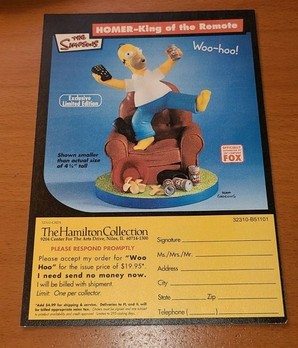 THE SIMPSONS HOMER SIMPSON 2004 THE HAMILTON COLLECTION SELL SHEET ...