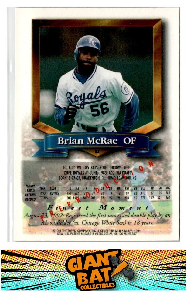 1994 Finest #62 Brian McRae | eBay