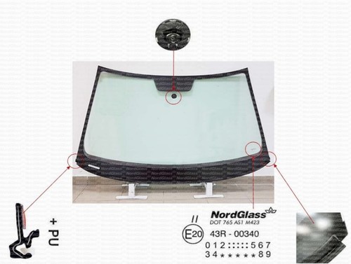 Windschutzscheibe Frontscheibe Grün Leiste passend für Skoda Fabia III ...