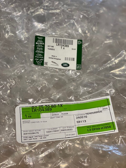 Land Rover Range Rover Evoque L538 Rear Left Underbody Trim LR104389 ...