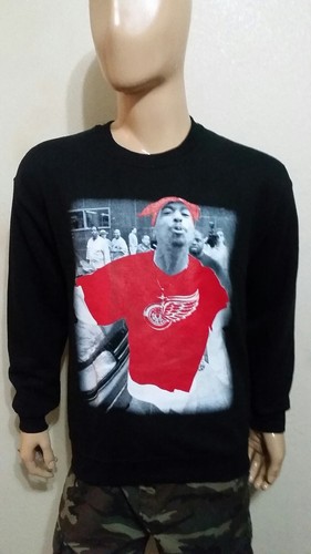 2PAC RED WINGS Black CREWNECK SWEATSHIRT NWA HIP HOP TUPAC SHAKUR | eBay