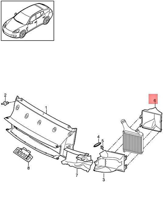OEM Porsche Panamera 970 Right Radiator Support Air Duct 97057564200 ...