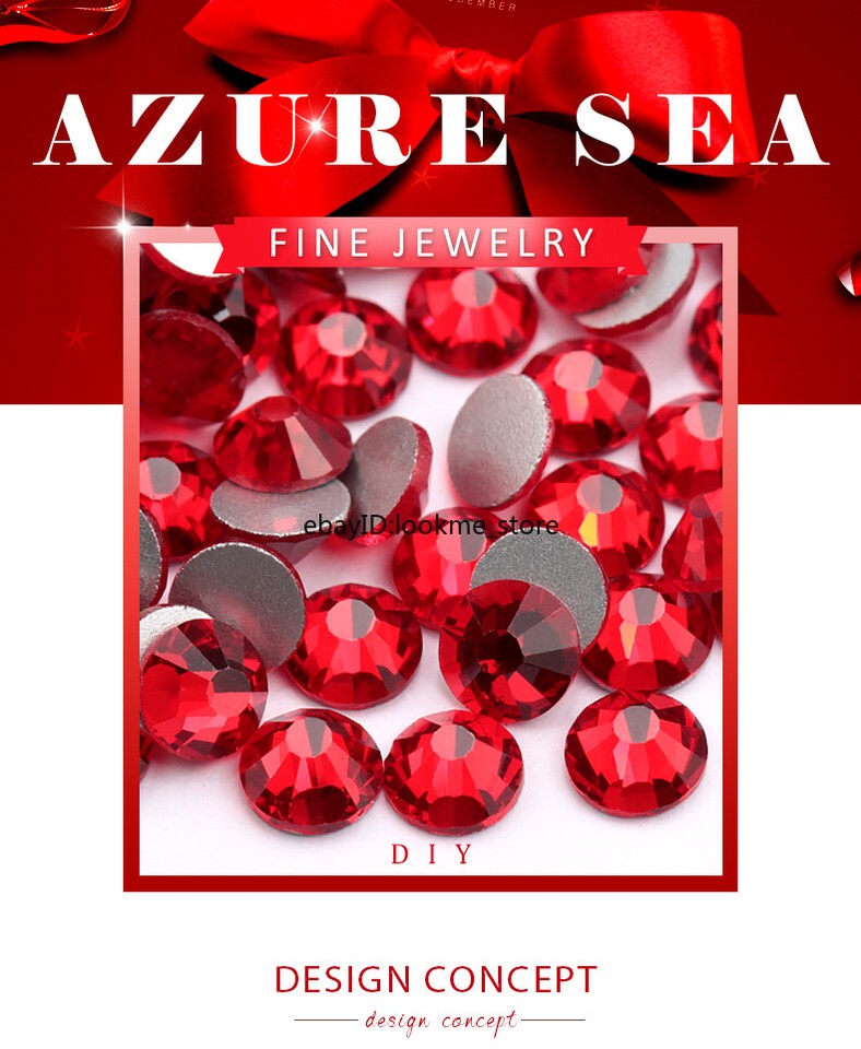 Red Siam Crystal Flat Back Rhinestones Glitter Glass Gems Nail Art ...
