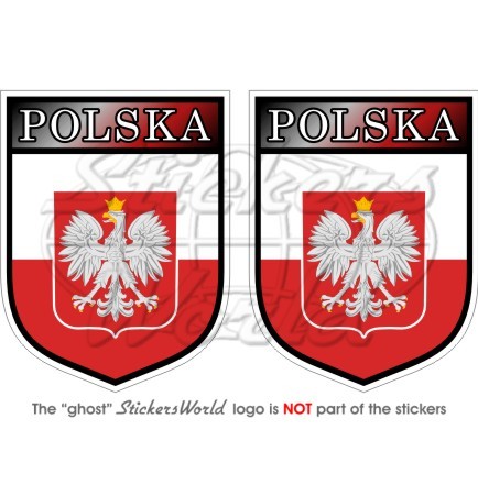 POLAND Polish Shield POLSKA 75mm (3") Vinyl Bumper Stickers-Decals x2 ...