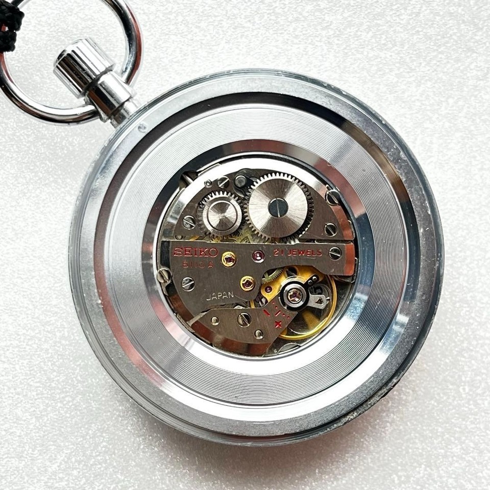 Seiko 6110-0010T Precision Manual Men Pocket Watch White Dial Analog ...