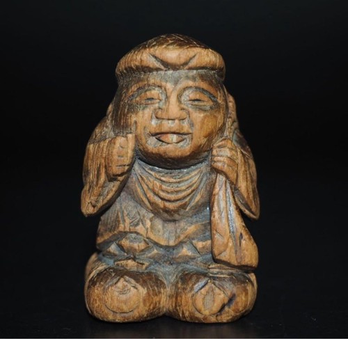 Edo Era Daikoku God Wood carving Statue 1.9 in tall Japanese Antique ...