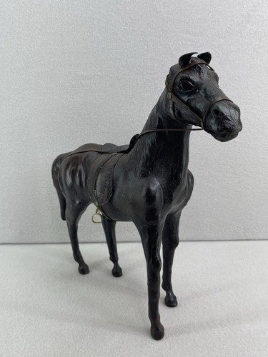 VTG Western Leather Horse Statue 12” Rustic Equestrian Farmhouse Decor ...