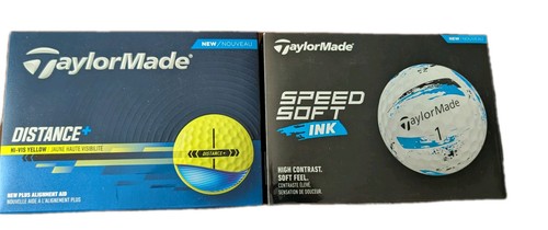 TaylorMade Speed Soft Ink Blue/Black Dozen And TaylorMade HiVis Yellow ...