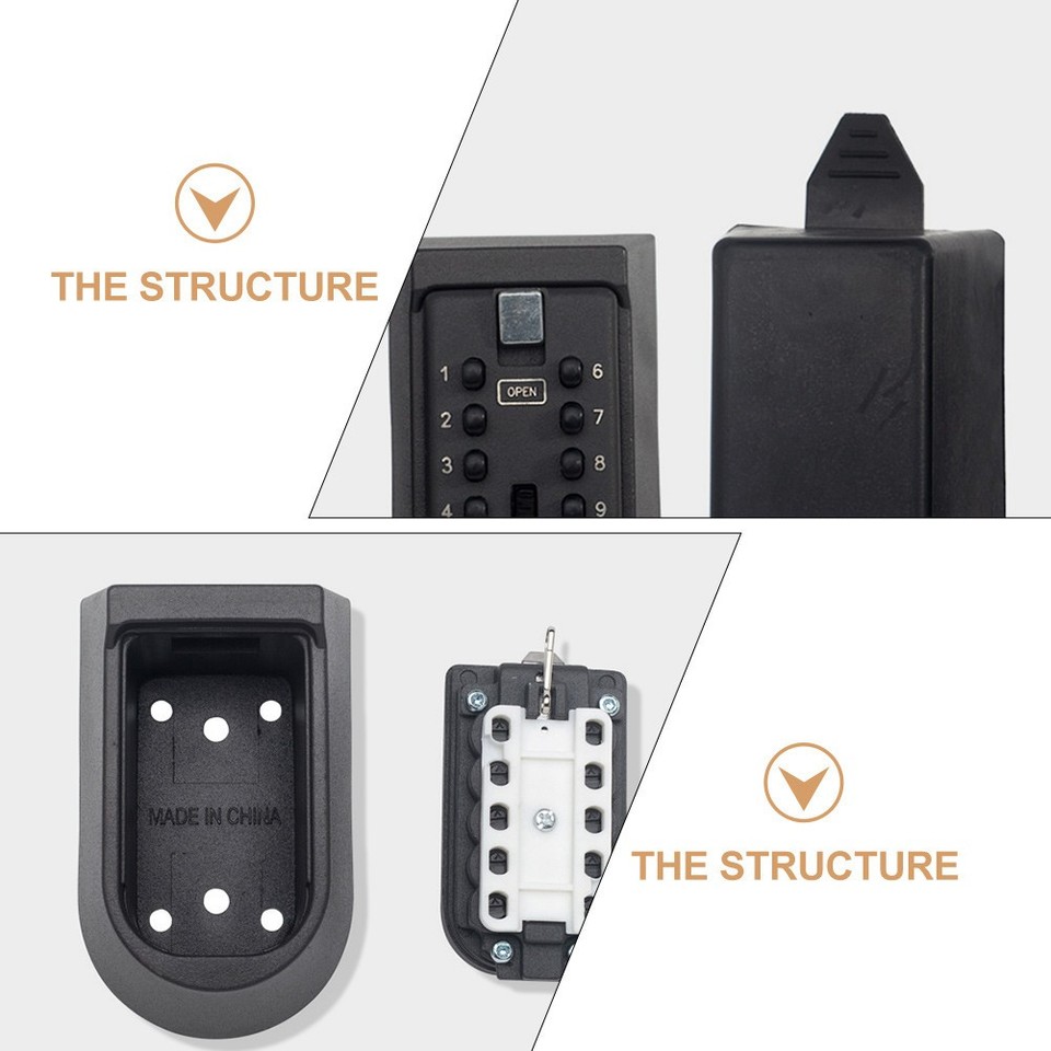 Key Storage Lock Box Password Lockbox for Keys Outdoor Safe Wall ...