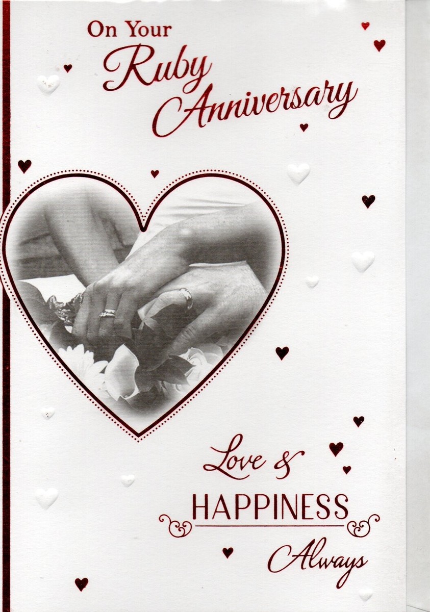 40 Th Anniversary Poems Ruby 40th Wedding Anniversary Card Choice Of