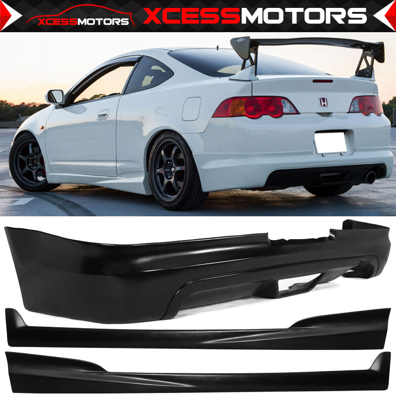 Fits 02-04 Acura RSX Mugen Style Rear Bumper Lip Spoiler + Pair Side ...