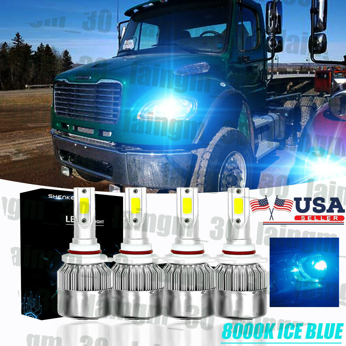 4X 8000K LED Low High Beam Bulb Kit for 2002 to 2016 Freightliner M2 ...