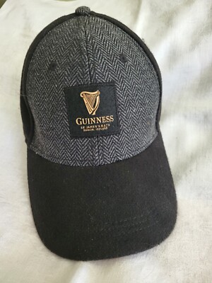 Mens Baseball Cap Grey & Black Guinness Embossed Tweed Blend Irish | eBay