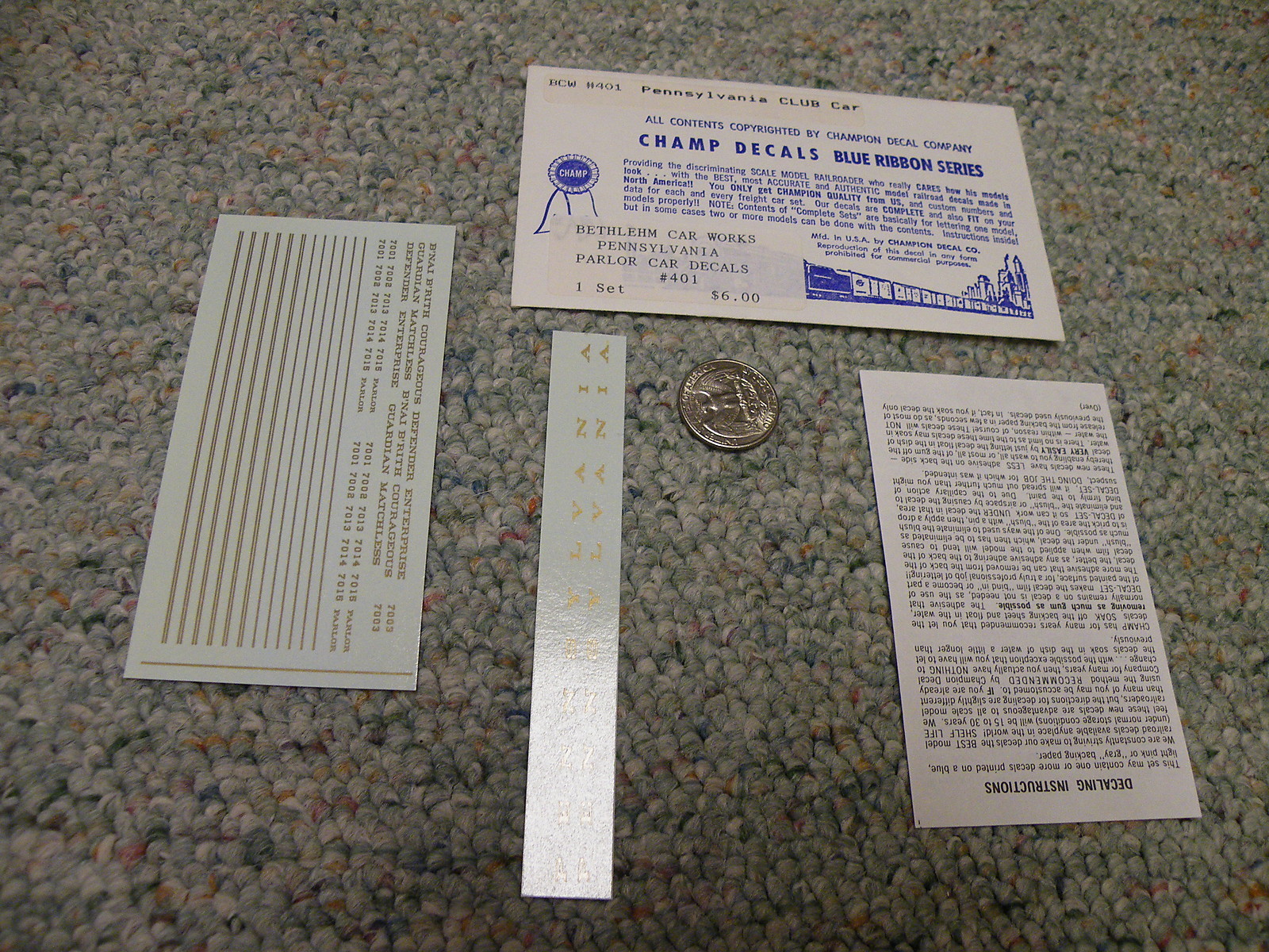 Champ decals HO BCW #401 Pennsylvania Club Car G75 | eBay