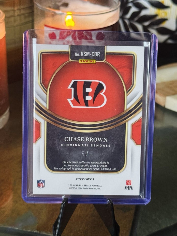 2023 Select Football Chase Brown RC RPA AUTO 5/5 Green Prizm Bookend ...