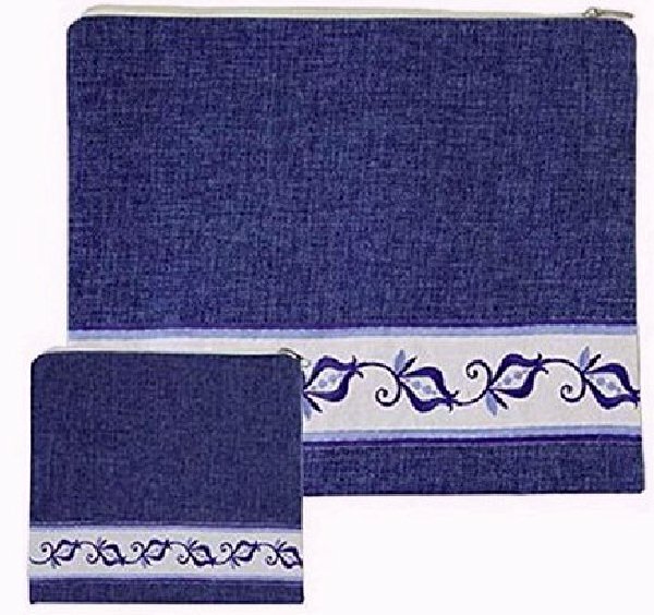 Embroidered Linen Tallit and Tefilin Set of 2 Bags Blue Pomegranates | eBay