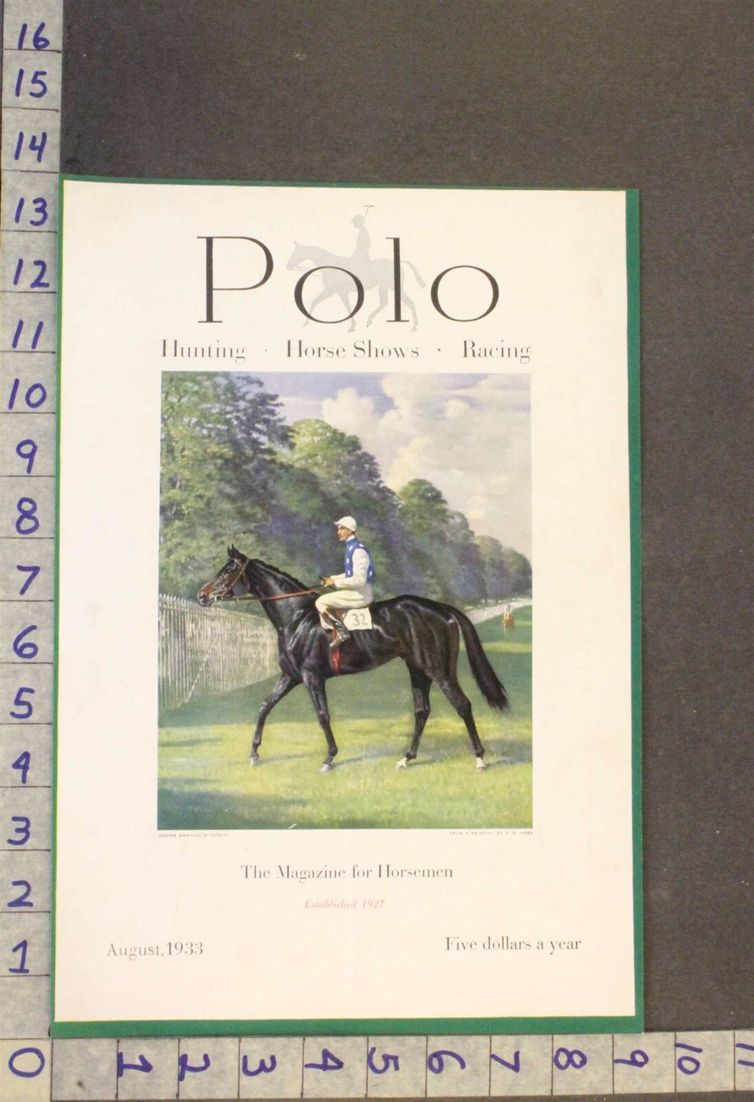 1933 EQUESTRIAN THOROUGHBRED RACEHORSE TOTAIG FB VOSS ARTIST POLO COVER ...