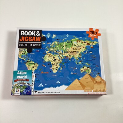 Book And Jigsaw Puzzle Map of The World 150 Pieces New Hinkler | eBay