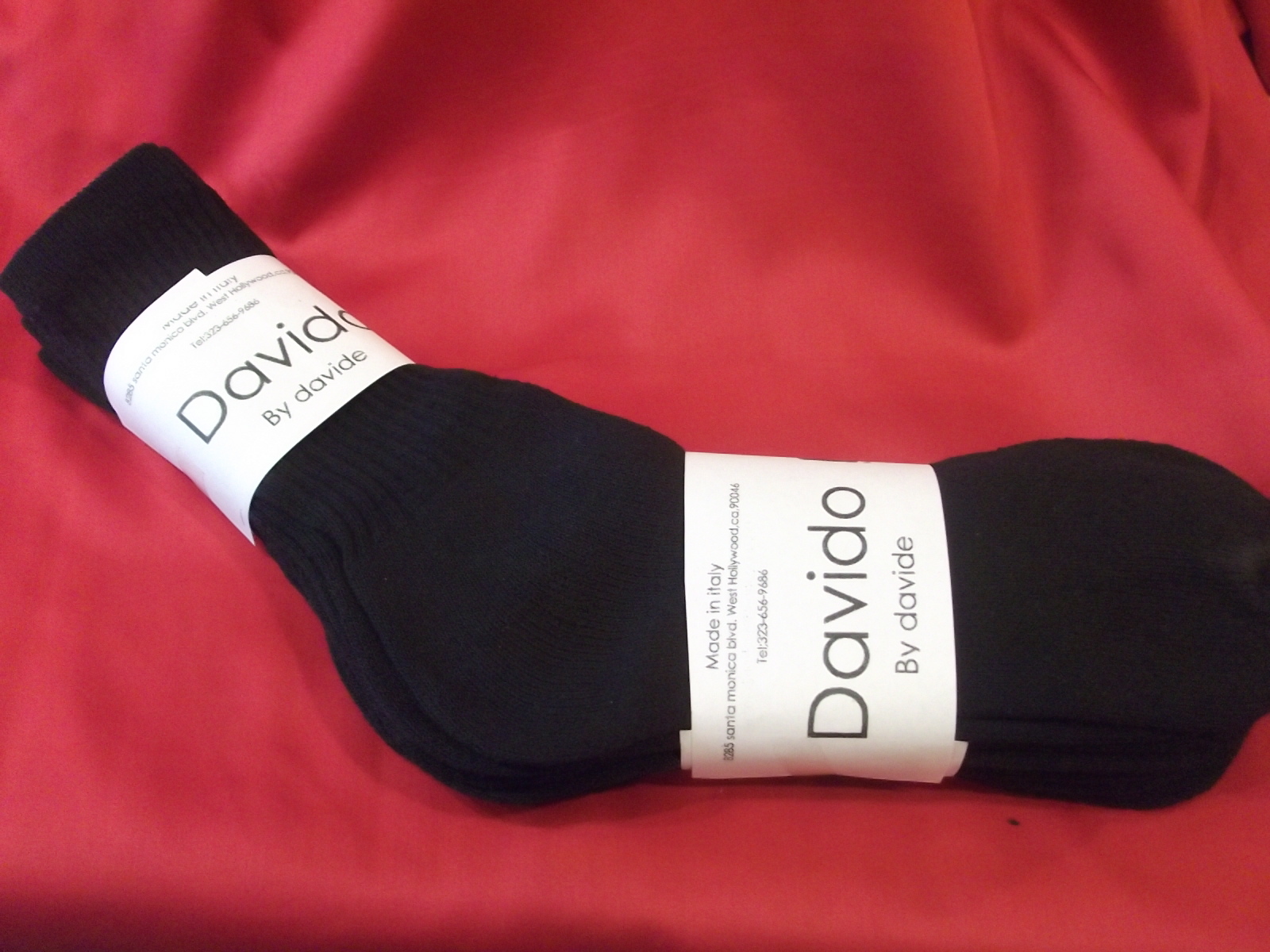 Mens socks casual made in Italy 100%cotton 4 pair black solid davido ...