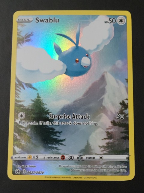 Pokémon TCG Swablu Crown Zenith: Galarian Gallery GG27/GG70 Holo Holo ...