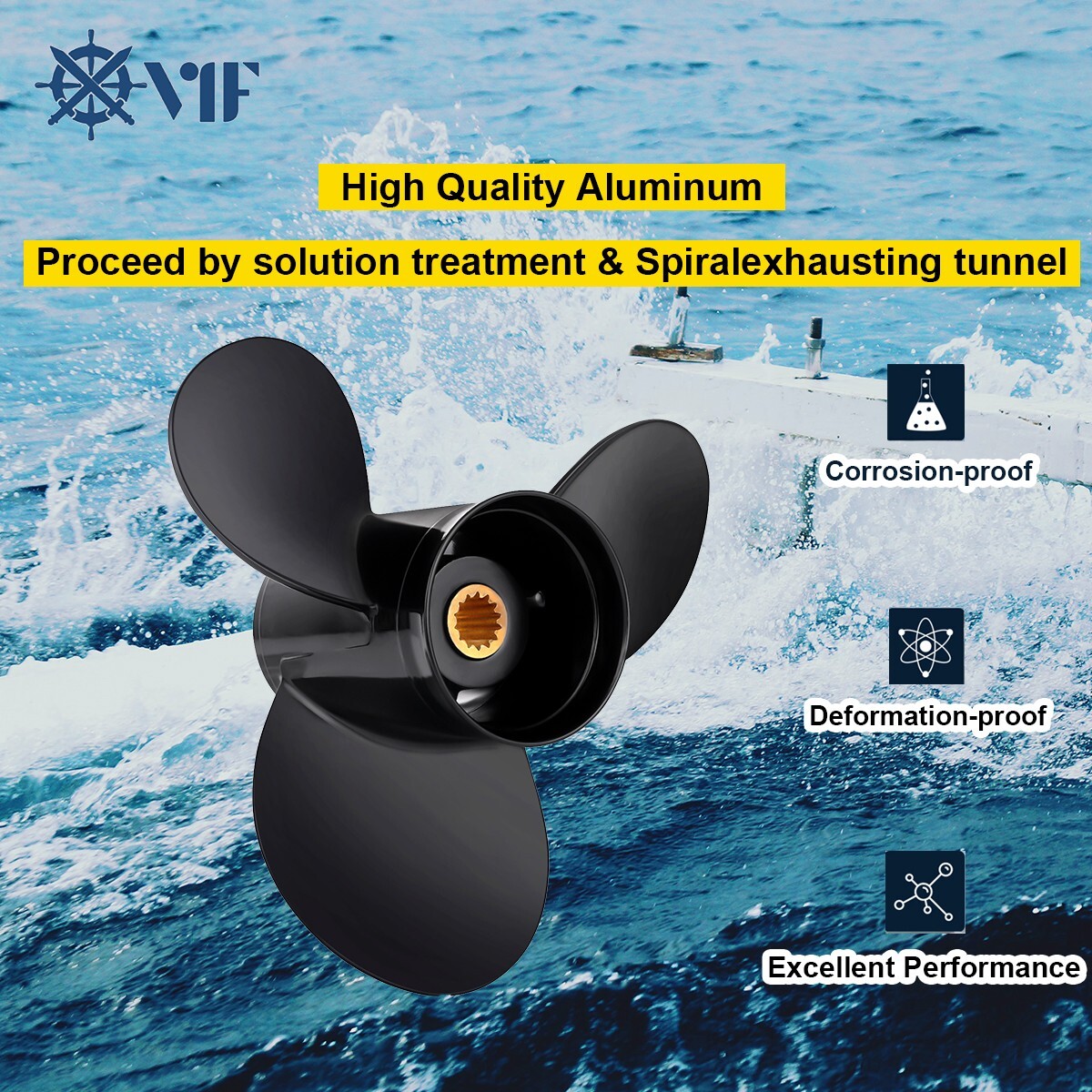 12 1/4x9 Aluminum Outboard Boat Propeller fit Mercury 25-70HP 13 Spline ...
