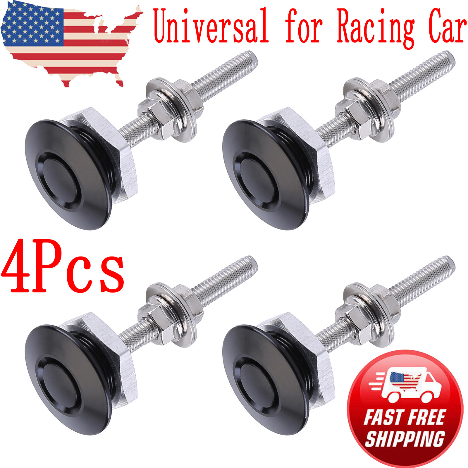 4 Pcs Push Button Quick Release Hood Bonnet Pins Lock Clip Car Bumper ...