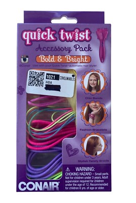 Conair Quick Twist Hair Accessory Pack Bold & Bright Twisty Braids ...