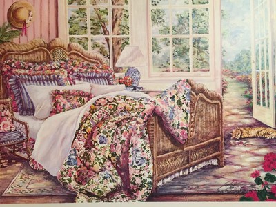 FINE ART LITHOGRAPH: Wicker Bedroom Study By Sue Tushingham Mcnary 20 X ...
