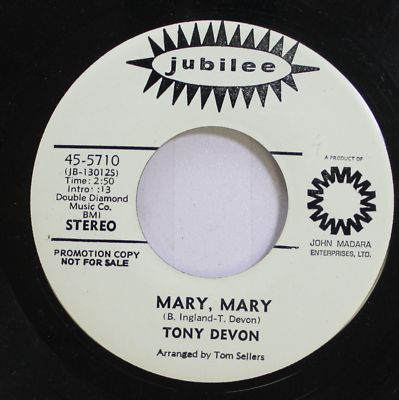 Rock Promo 45 Tony Devon - Mary, Mary / Mary, Mary On Jubilee | eBay