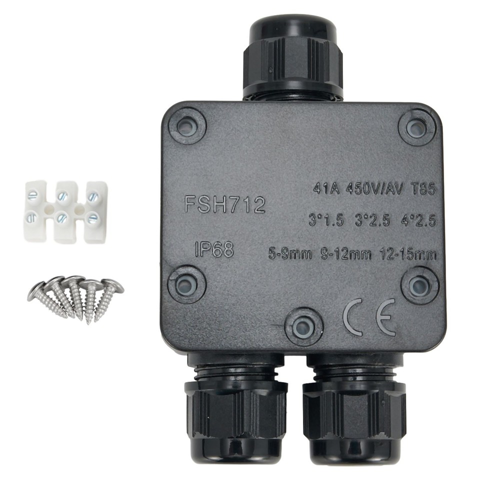 3-Way Junction Box Waterproof IP68, Cable Connector Earth Outdoor ...
