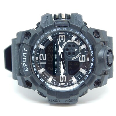 Dual Time Black Tone Quartz Analog Digital Men's Watch New Battery | eBay