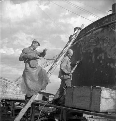 Hull under reparation shipyard Basle 1946 Hull under reparation sh- Old ...