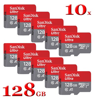 LOT 10x SanDisk microSD Ultra 128GB UHS-I microSDXC 128 GB Memory class ...