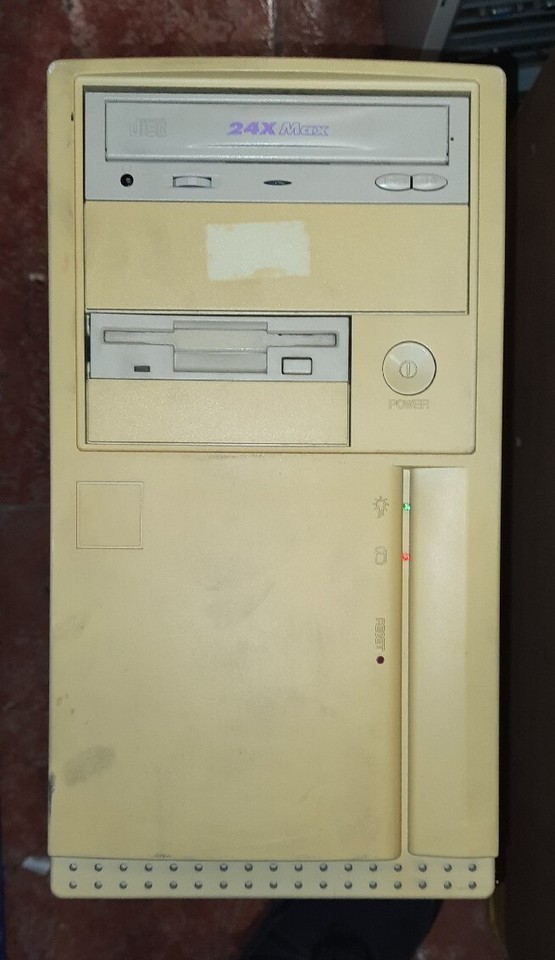 Vintage Beige 386 Era Retro Gaming Baby-AT Tower PC Case + FLOPPY + PSU ...