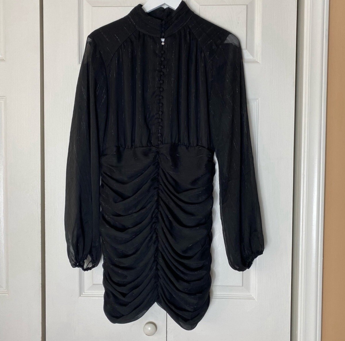NWT House Of Harlow 1960 Lurex Metallic Ruched Mini Black NWT House Of Harlow 1960 Lurex Metallic Ruched Mini Black
