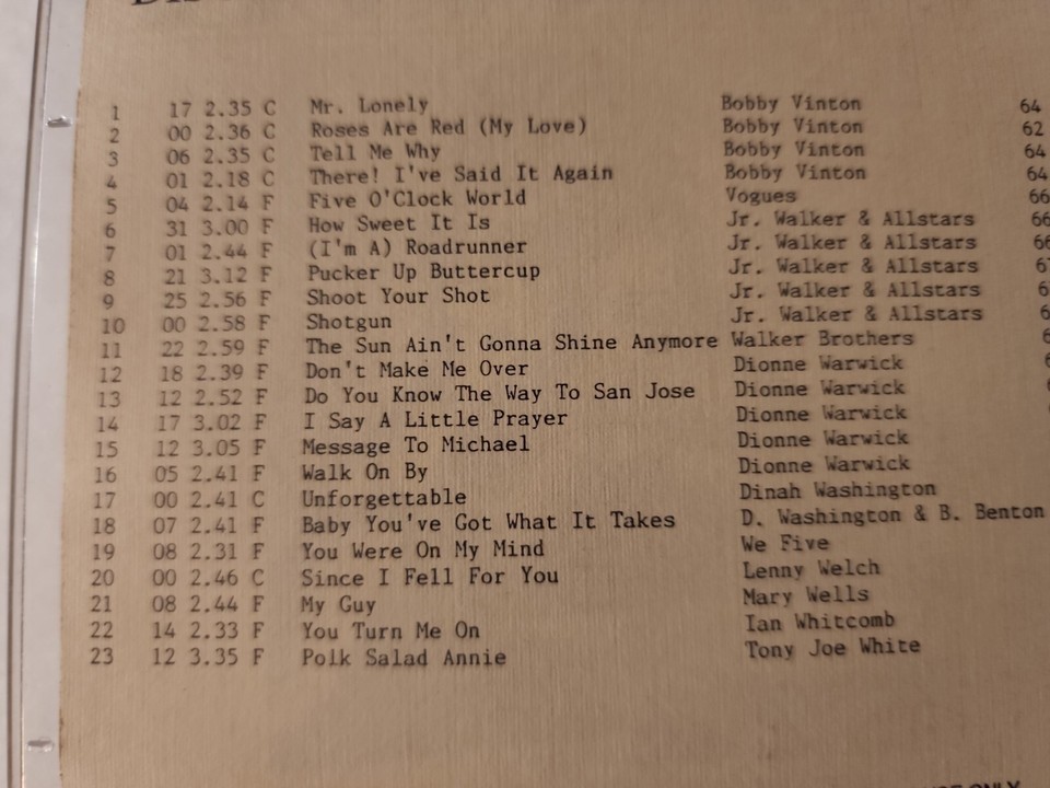 JR WALKER & ALLSTARS DIONNE WARWICK BOBBY VINTON RADIO BROADCAST PROMO ...